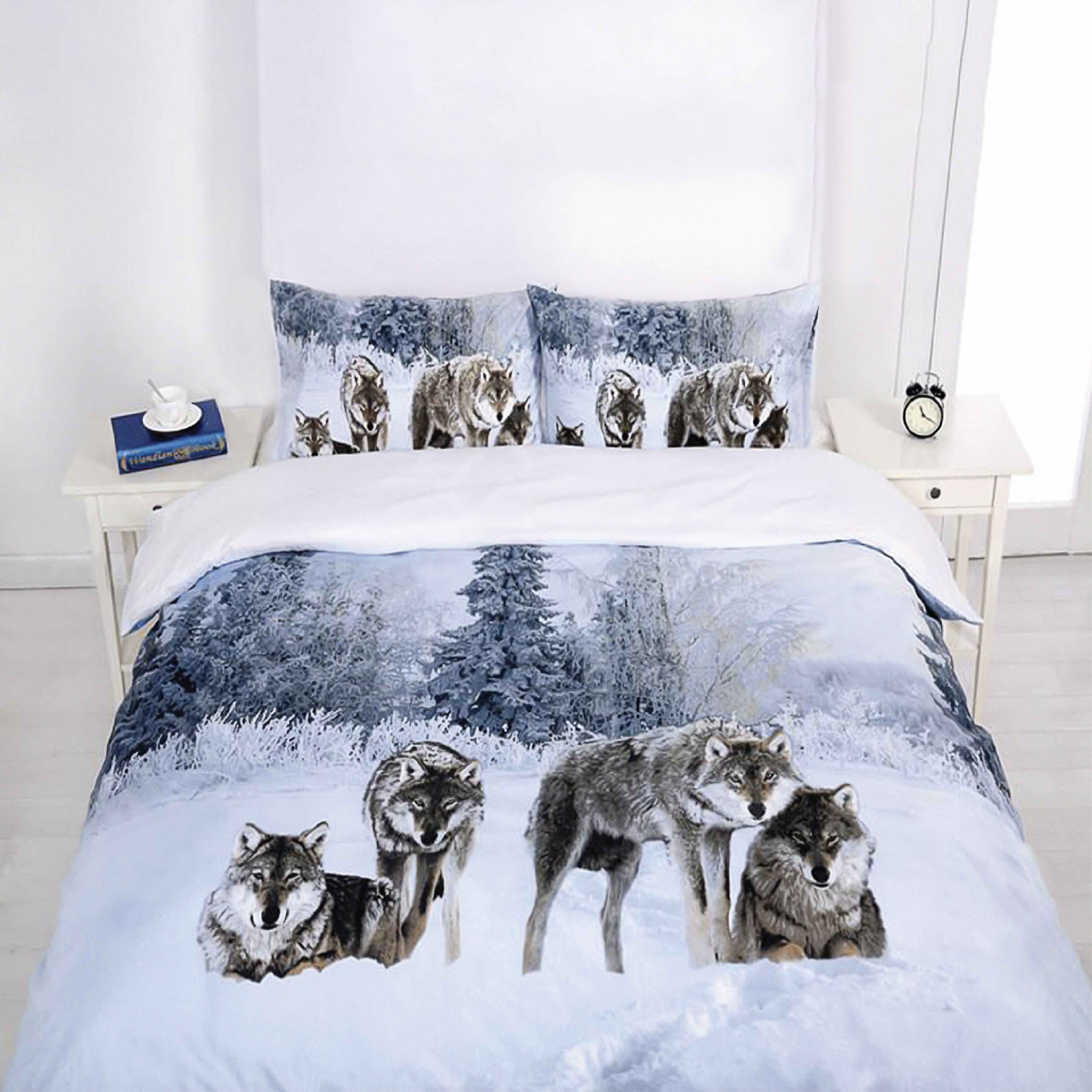 Dreamfields Snow Wolf Family Design Quilt Doona Duvet Cover Set – Luxor ...